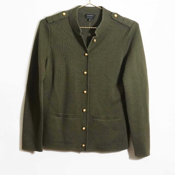 Talbots | Sweaters | Talbots Pure Merino Wool Sweater Blazer In Olive ...